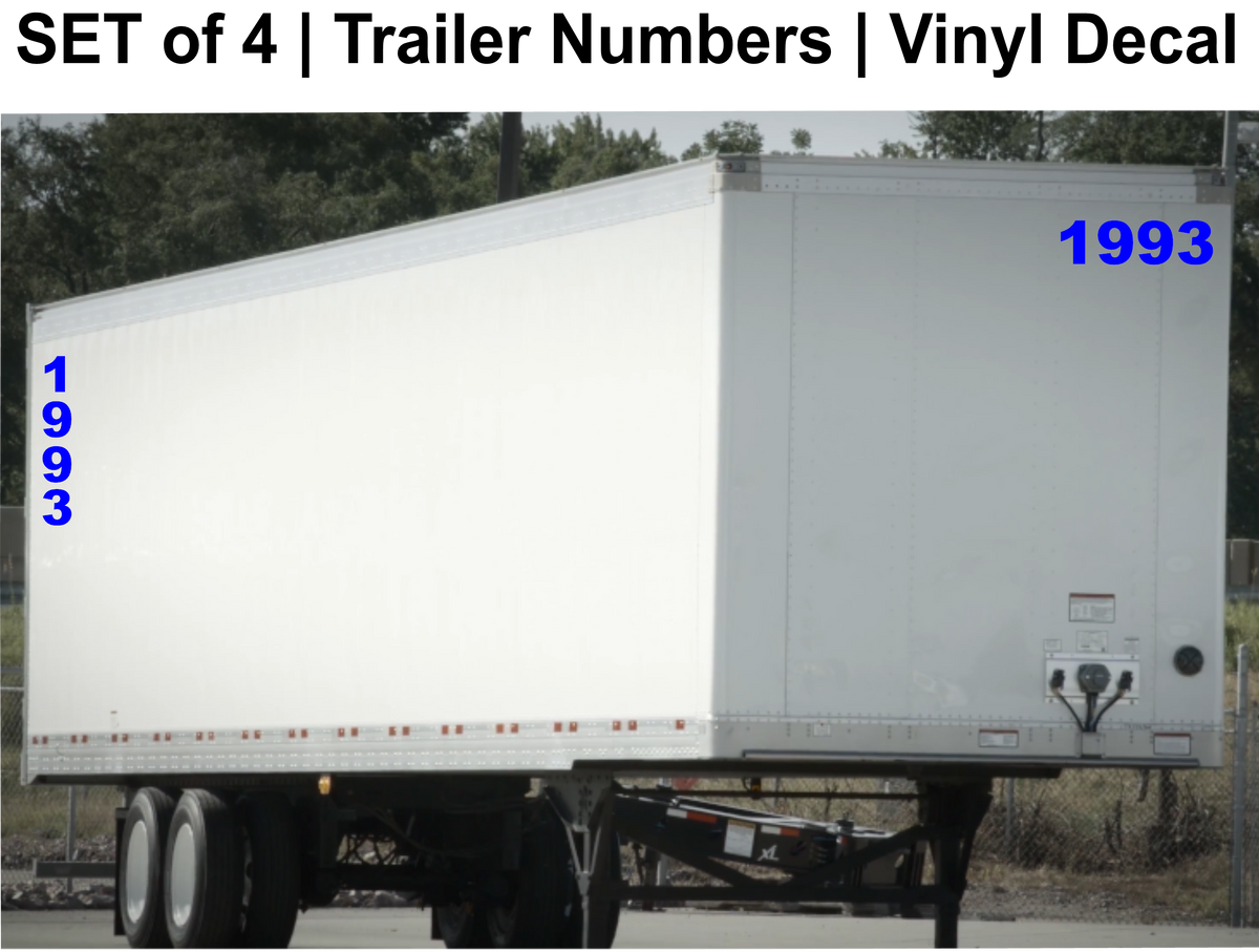 SET of 4 Trailer Numbers | Vinyl Trailer Decal for All 4 Corners ...
